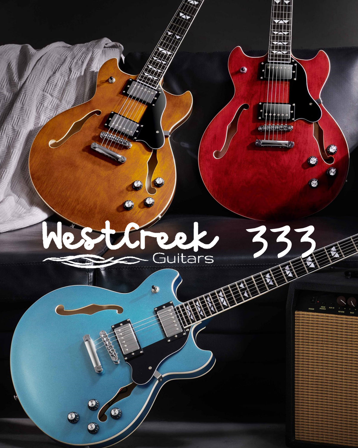 WestCreek 333 Electric Guitar with 6 String, Semi Hollow Body Jazz Ele ...