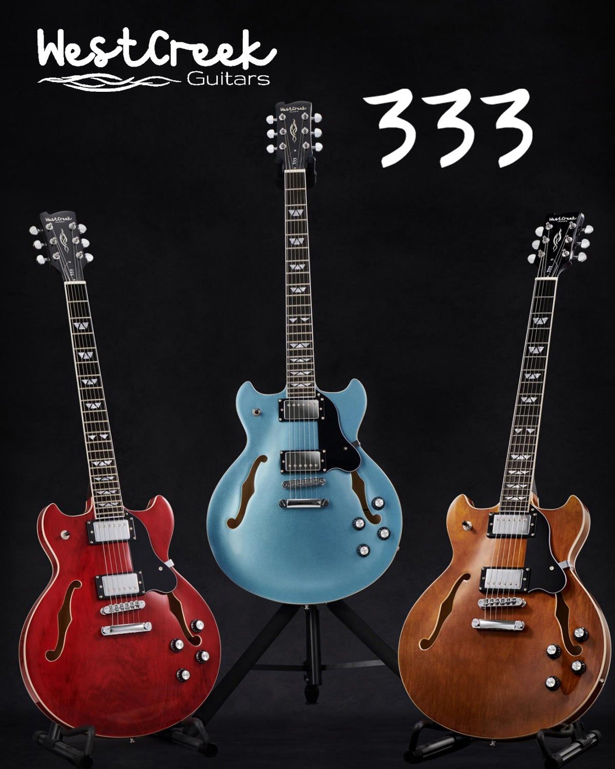 WestCreek 333 Electric Guitar with 6 String, Semi Hollow Body Jazz Ele ...